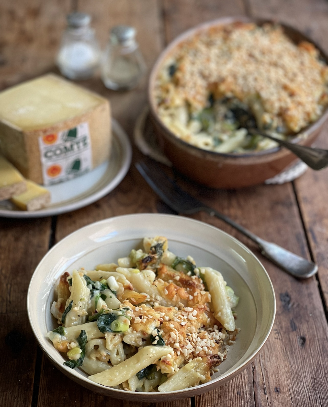 Comté Cheese & Spinach Pasta Bake with Hazelnut Crumble | Comté Cheese ...
